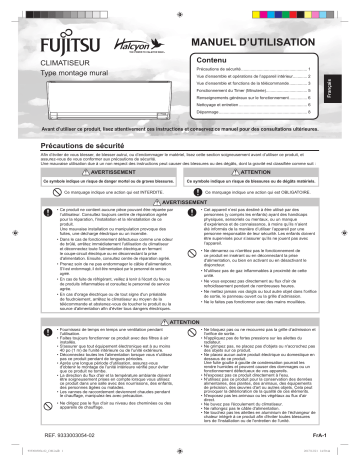 Fujitsu ASU12RLF1 Mode d'emploi | Manualzz