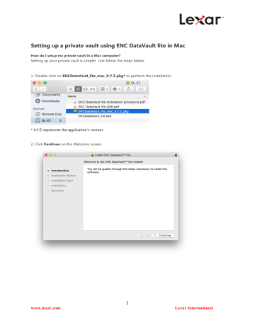 Lexar ENC DataVault Lite Quick Start Guide | Manualzz