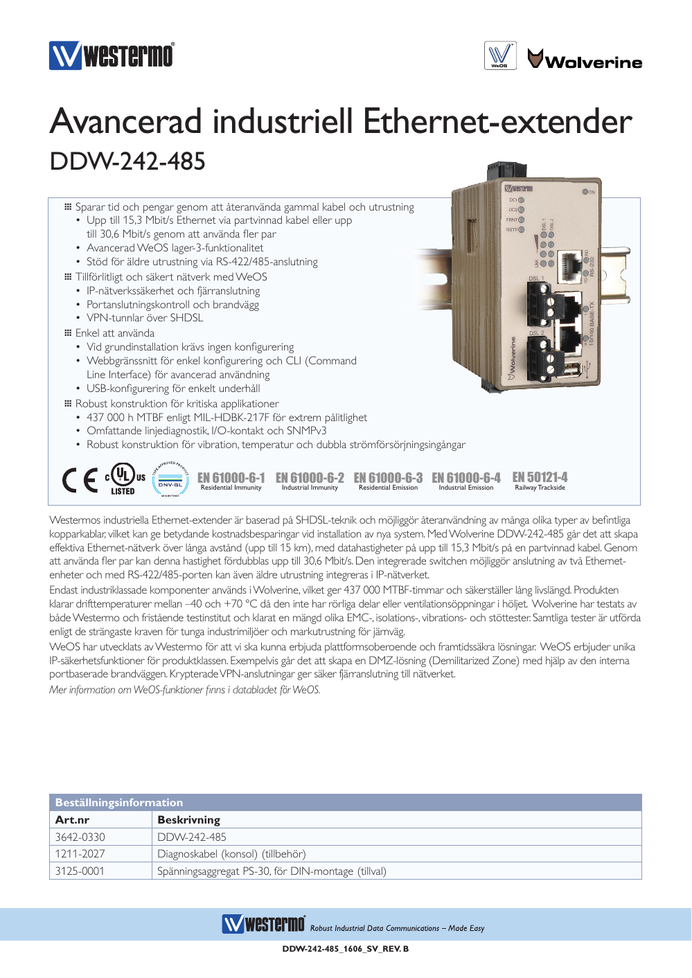 Westermo DDW-242-485 Datasheet | Manualzz