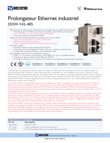 Westermo DDW-142-485 Industrial Ethernet Extender Data Sheet | Manualzz