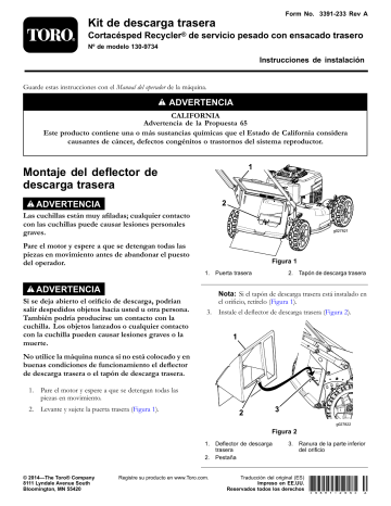 Toro Rear Discharge Kit, Heavy-Duty Recycler/Rear Bagger Lawn Mowers ...