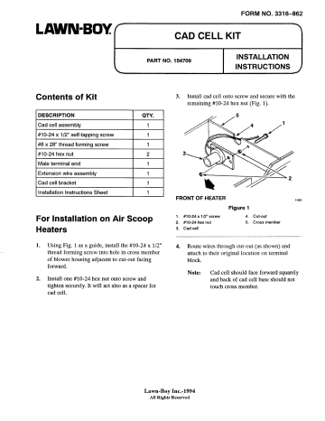 Toro Cad Cell Kit Attachment Installation Instruction | Manualzz