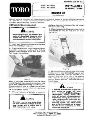 Toro Side Discharge Bagging Kit Attachment Installation Instruction ...