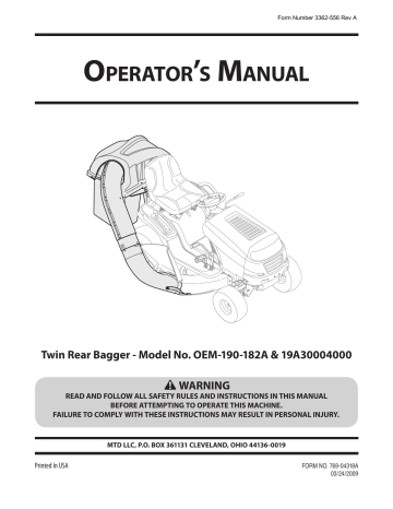 Toro 46-inch Twin Bagger Attachment Operator's Manual | Manualzz