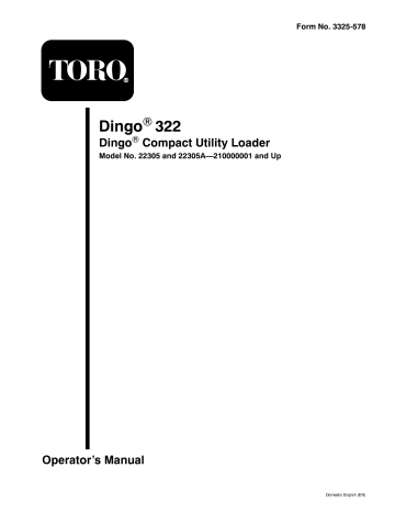 Toro Dingo 322 Compact Utility Loader Operator's Manual | Manualzz