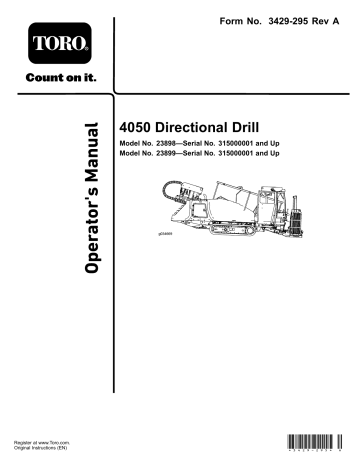 Toro 4050 Directional Drill Utility Equipment Operator's Manual | Manualzz