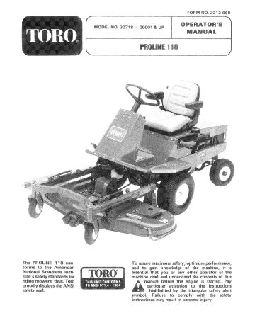 Toro ProLine 118 Riding Product Operator's Manual | Manualzz