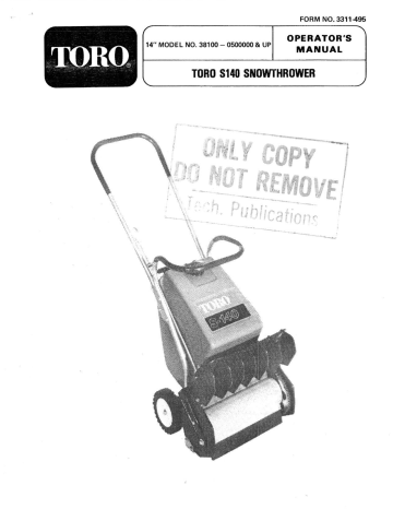 Toro S-140 Snowthrower Operator's Manual | Manualzz