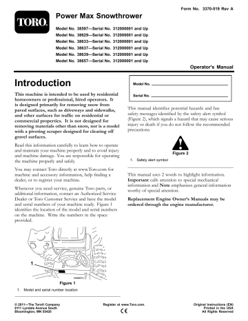 Toro Power Max 1128 OXE Snowthrower Operator's Manual | Manualzz