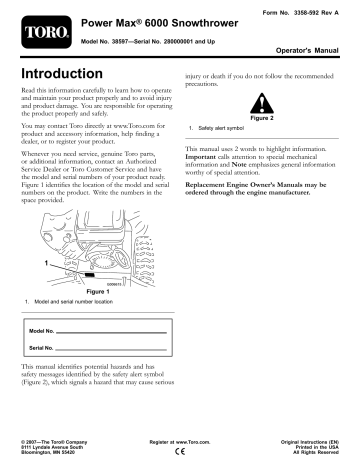 Toro Power Max 6000 Snowthrower Operator's Manual | Manualzz