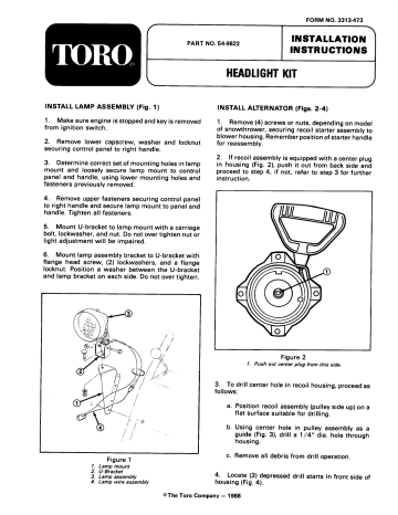 Toro Light Kit Attachment Operator's Manual | Manualzz
