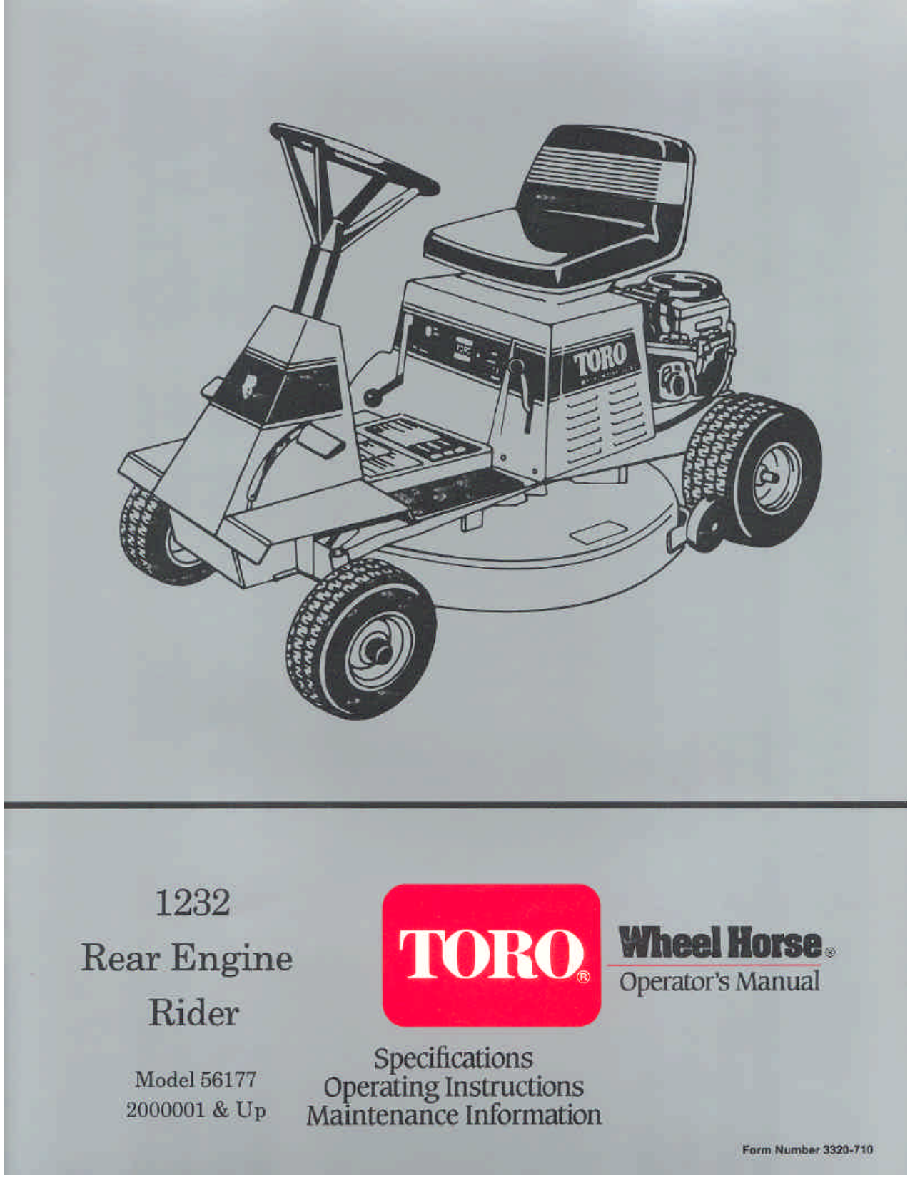 Toro 12-32 Rear Engine Rider Riding Product Operator's Manual | Manualzz