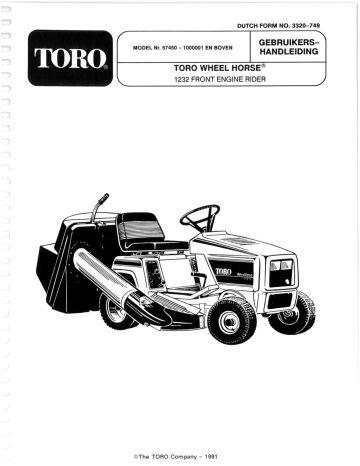 Toro 12-32 Lawn Tractor Riding Product Handleiding | Manualzz