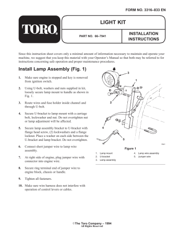 Toro Light Kit Installationsanleitung | Manualzz