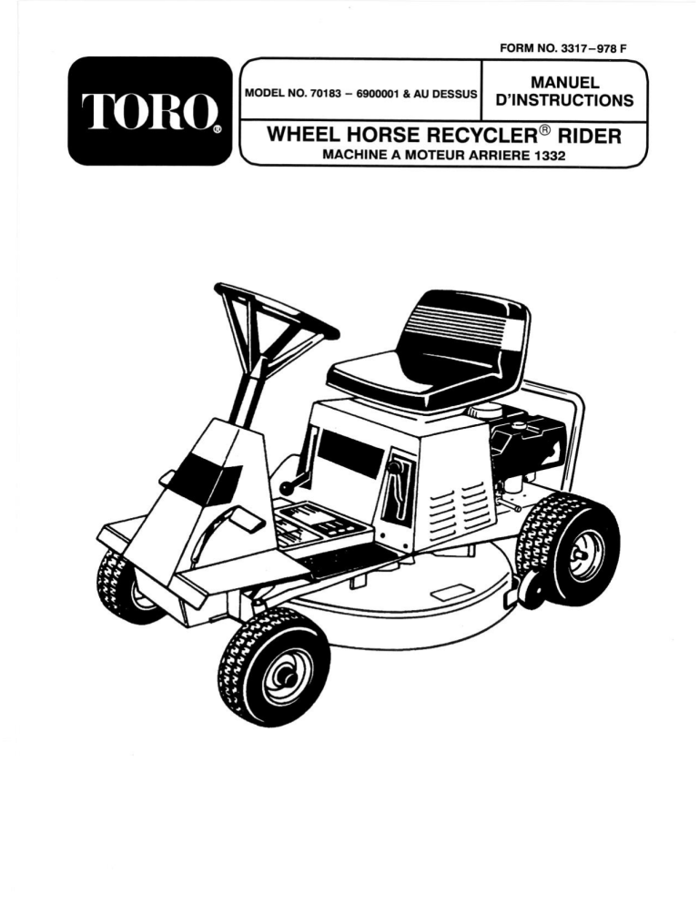 Toro 13-32 Rear Engine Rider User manual | Manualzz