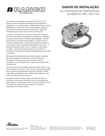 Robertshaw Ranco RC, RFR, TSV and TXV Series Temperature Controls ...