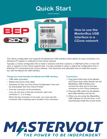 Mastervolt MasterBus USB Interface User manual | Manualzz