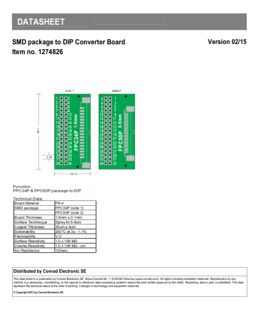 Conrad Components FPC34P-50P Prototyping PCB Epoxide (L x W) 54.80 mm x ...