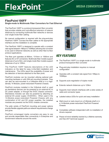 Omnitron Systems Technology FlexPoint 100FF Data Sheet | Manualzz