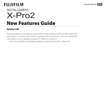 FUJIFILM X-Pro2 Camera New Features Guide | Manualzz