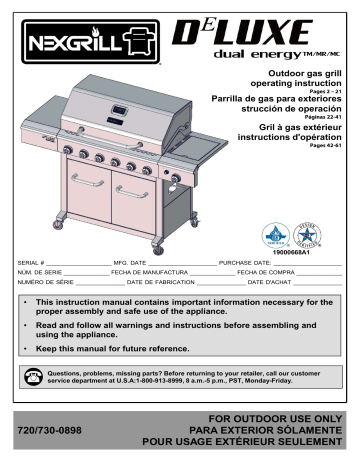 Nexgrill 720-0898 Home Depot Operating Instruction | Manualzz