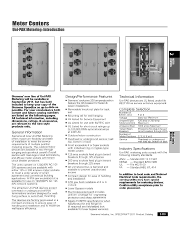 Siemens WP3311 Uni-PAK 3-Gang 300 Amp Ring Style Multi-Family Metering ...