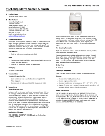 Custom Building Products TLMTCAHG TileLab 1/2 Gal. Matte Sealer and ...