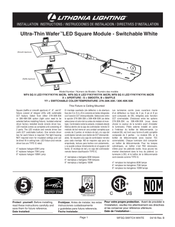Lithonia Lighting WF4SQSLED30K40K50KMW Wafer Integrated LED 4-in 65 ...