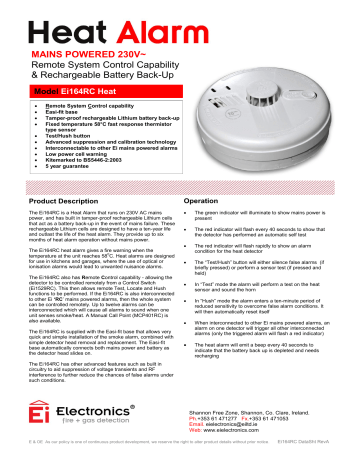 Ei Electronics Ei164RC Datasheet | Manualzz