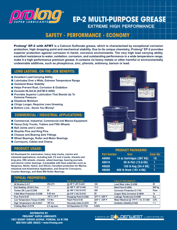 Prolong Super Lubricants 14 oz. EP2 Multi-Purpose Grease Specification ...