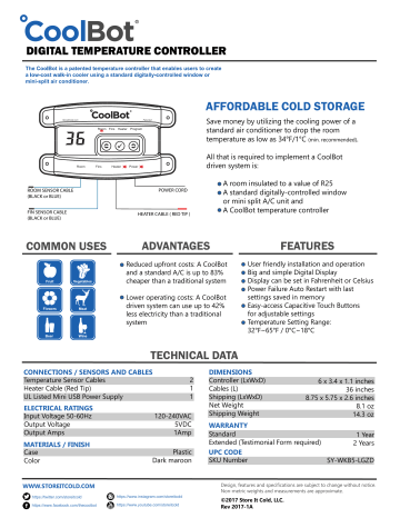 CoolBot Generation 6 Walk-In Cooler Controller Specification | Manualzz