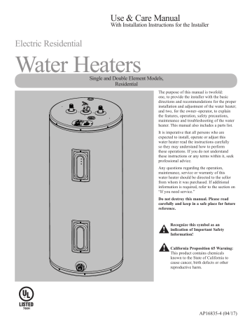 Safety Controls. Rheem XE40M06ST45U1, XE28S06ST38U0, XE50T12ST45U1 ...