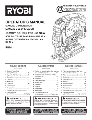 RYOBI P524 18-Volt ONE Cordless Brushless Jig Saw (Tool Only) Use and ...