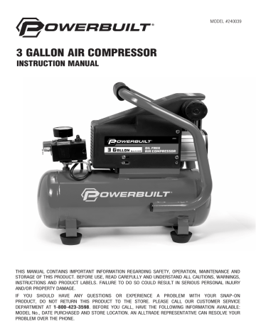 Powerbuilt 240039 3 Gal. Portable Electric Air Compressor Kit ...