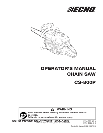 SYMBOLS AND SIGNS. Echo CS-800P-24 | Manualzz