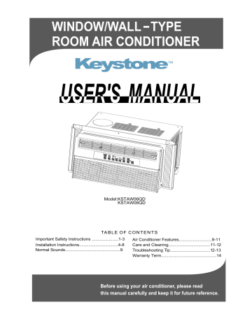 Keystone 6,000 BTU Window Air Conditioner User guide | Manualzz