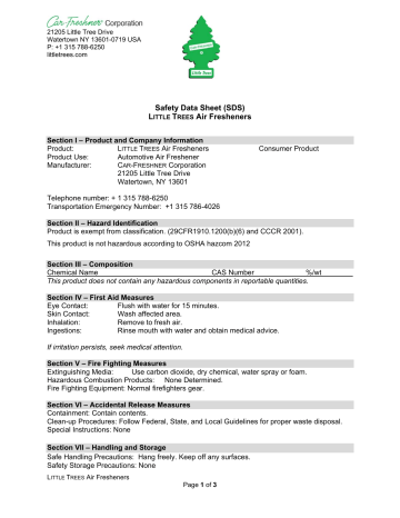 Air Freshener Safety Data Sheet | Manualzz