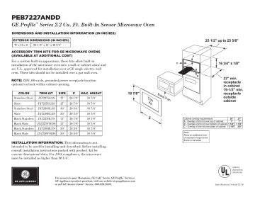 GE Profile PEB7227ANDD Built-In Microwaves With Trim Kit Instructions ...