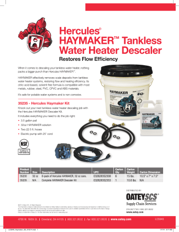 Hercules Haymaker Descaler Kit 规范 | Manualzz