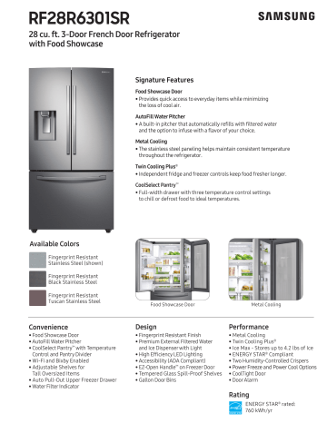 Samsung RF28R6301SR Food Showcase 27.8-cu ft French Door Refrigerator ...