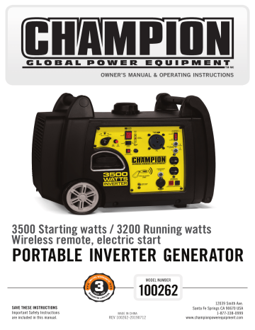 Champion power equipment 100262 Owner's Manual | Manualzz
