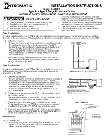 Intermatic AG3000 Surge Protector Installation Manual | Manualzz