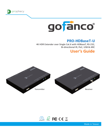 gofanco PRO-HDbaseT-U Remote-Control Extender User's Guide | Manualzz