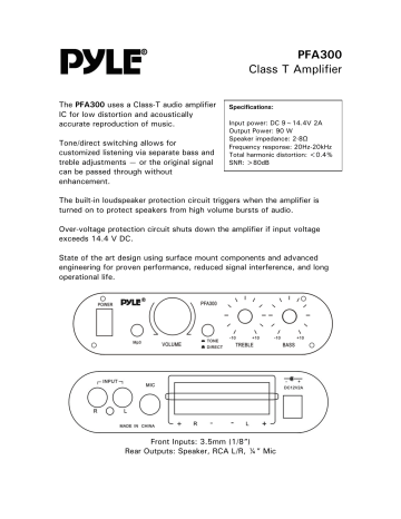 Pyle PFA300 Amplifier User Manual | Manualzz