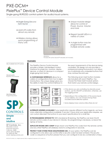 Sp Controls 851100001417 Remote Control Specification Sheet | Manualzz