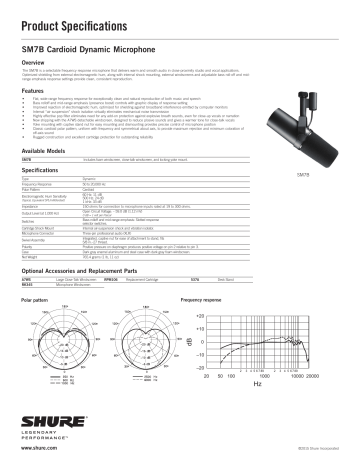 Shure SM7B Vocal Specification Sheet | Manualzz