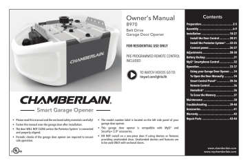 Chamberlain B970 Opener System User Manual | Manualzz