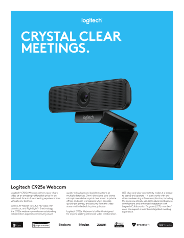 Logitech 960-001075 Webcam User Manual | Manualzz