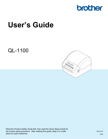 Brother QL1100 Label Printer User Guide | Manualzz