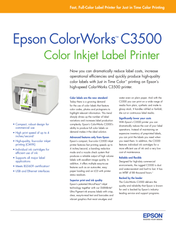 Epson C31CD54011 Inkjet Printer Specification Sheet | Manualzz